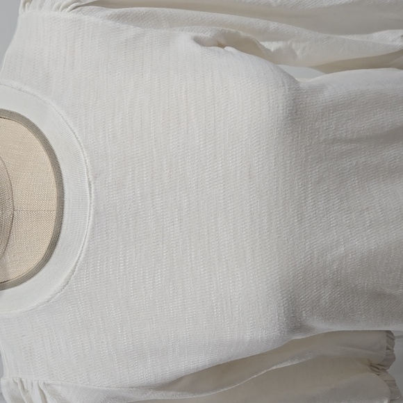 Rovitex | Tops | Womens Cream Texture Crewneck Blouse With Puffed ...
